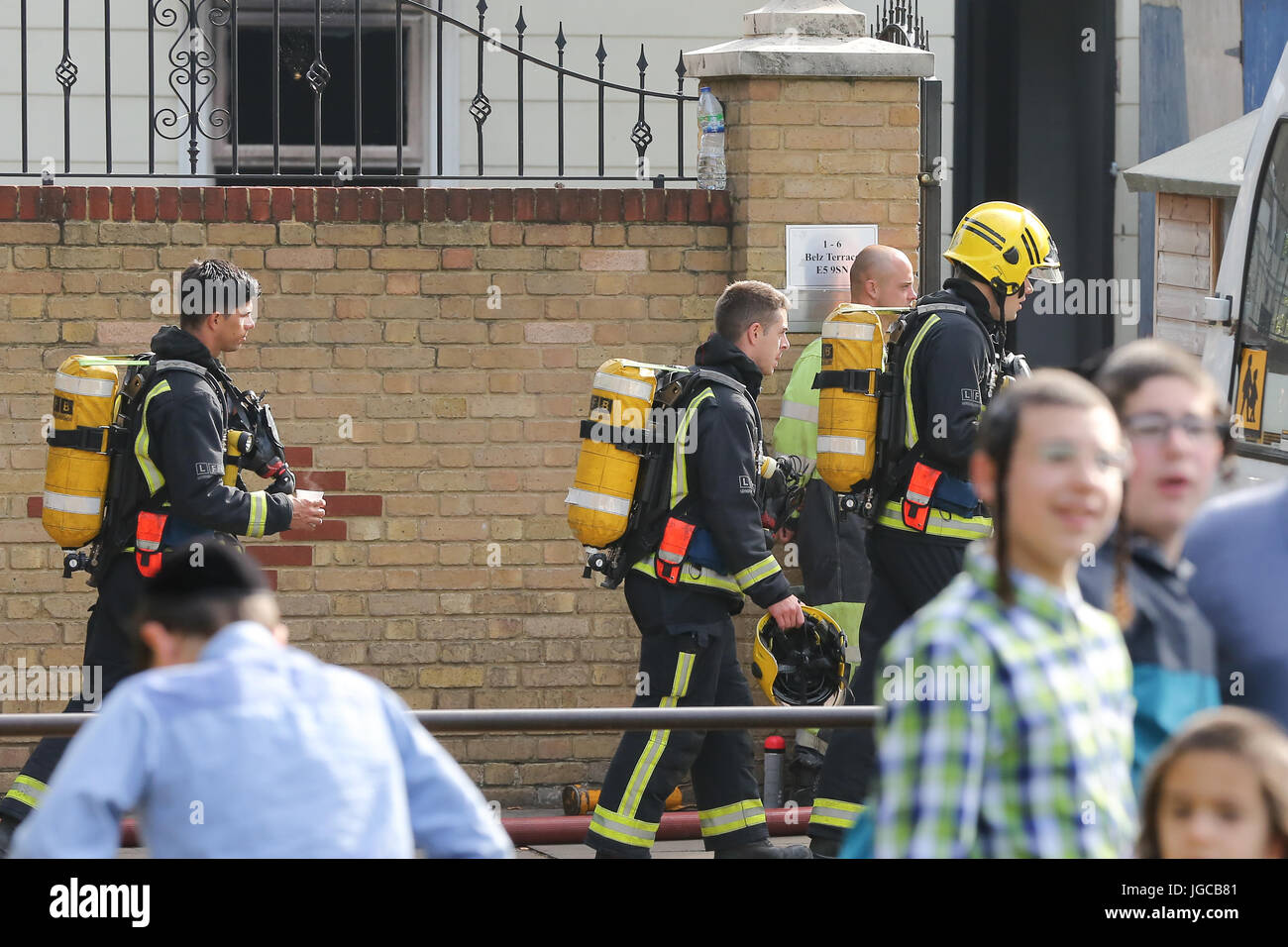 Hackney. London. 5 July 2017 - Aftermath of a blaze at Jewish faith ...