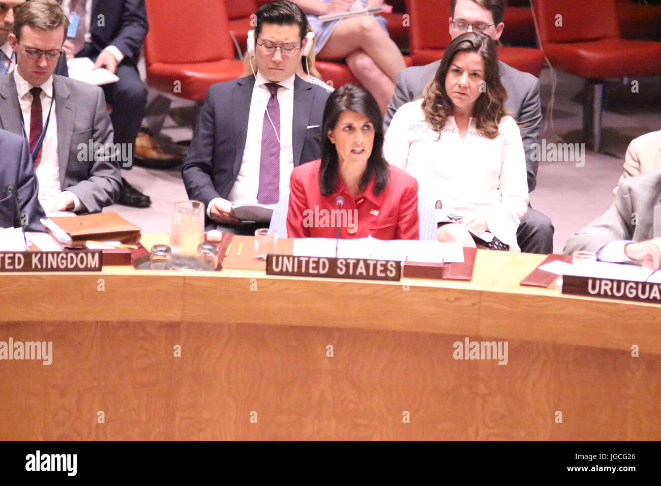 UN, New York, USA. 5th July, 2017. US Ambassador Nikki Haley in UN ...