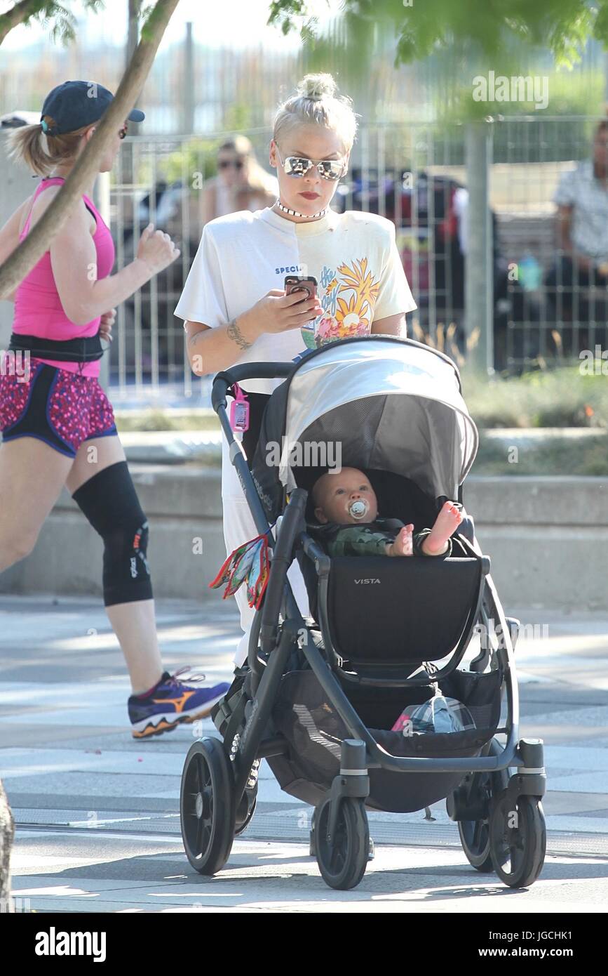 New York, NY, USA. 5th July, 2017. Pink and Jameson Moon Hart seen on ...