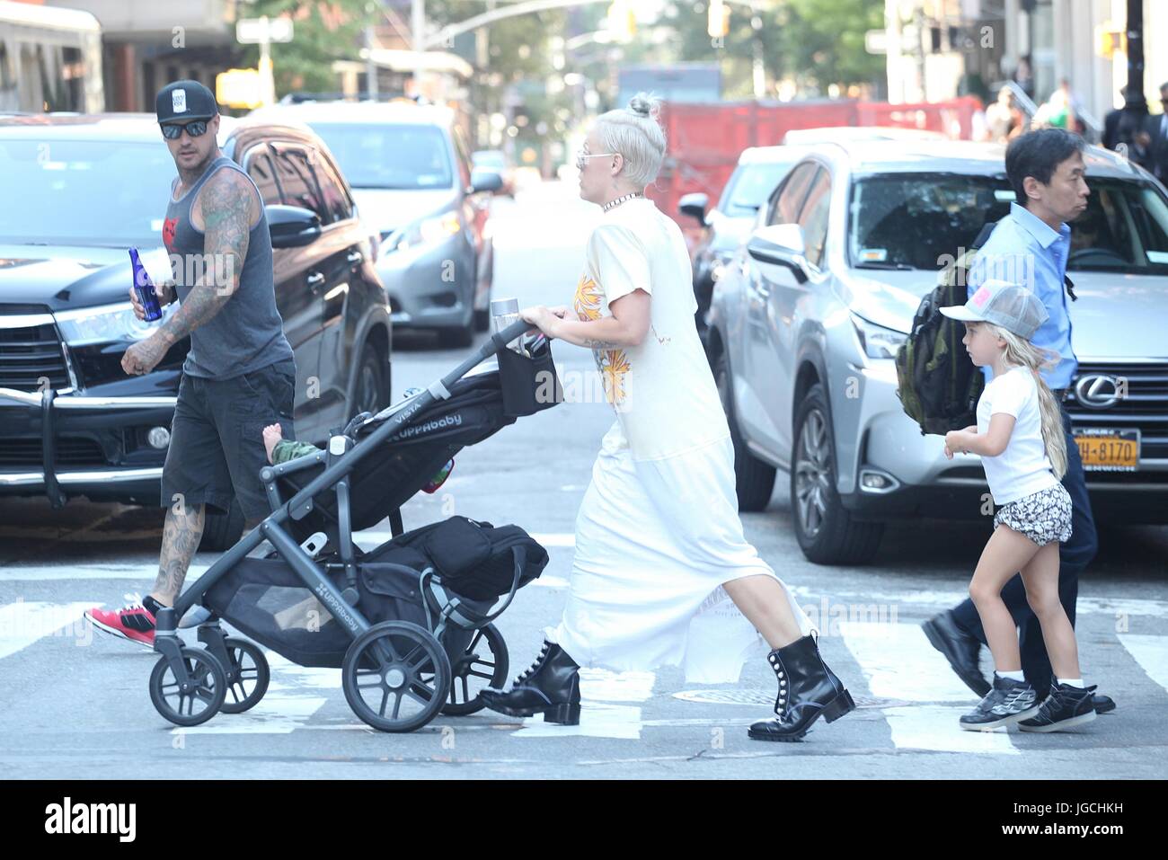 New York, NY, USA. 5th July, 2017. Pink, Carey Hart, Willow Sage Hart ...