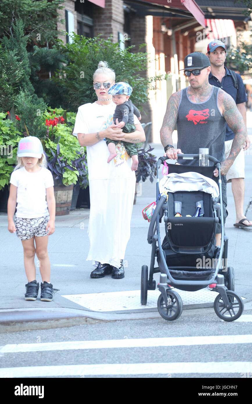 New York, NY, USA. 5th July, 2017. Pink, Carey Hart, Willow Sage Hart ...