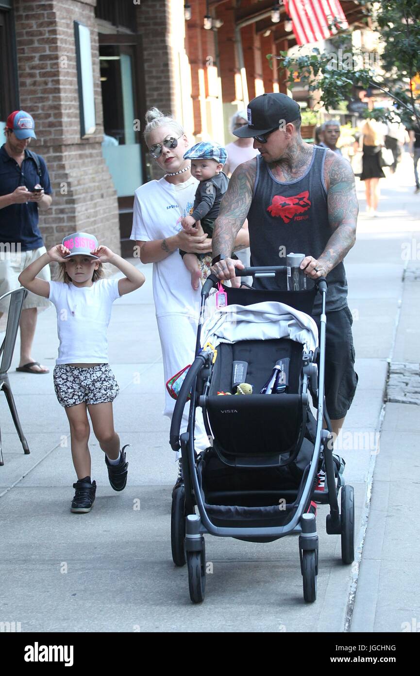 New York, NY, USA. 5th July, 2017. Pink, Carey Hart, Willow Sage Hart ...