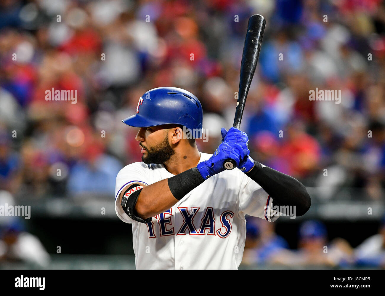 July 5th, 2017:.Texas Rangers right fielder Nomar Mazara (30) at bat ...