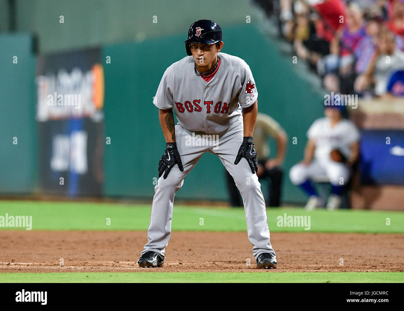 July 5th, 2017:.Boston Red Sox third baseman Tzu-Wei Lin (73) on base ...
