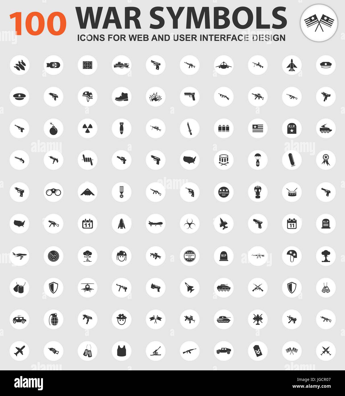 War symbols icons for web and user interface design Stock Vector Image ...