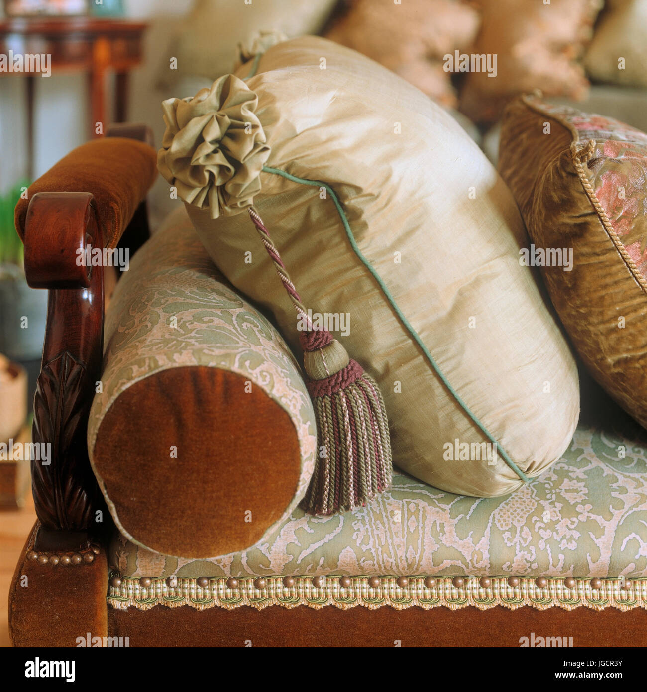 Patterned fabric cushions hi-res stock photography and images - Alamy