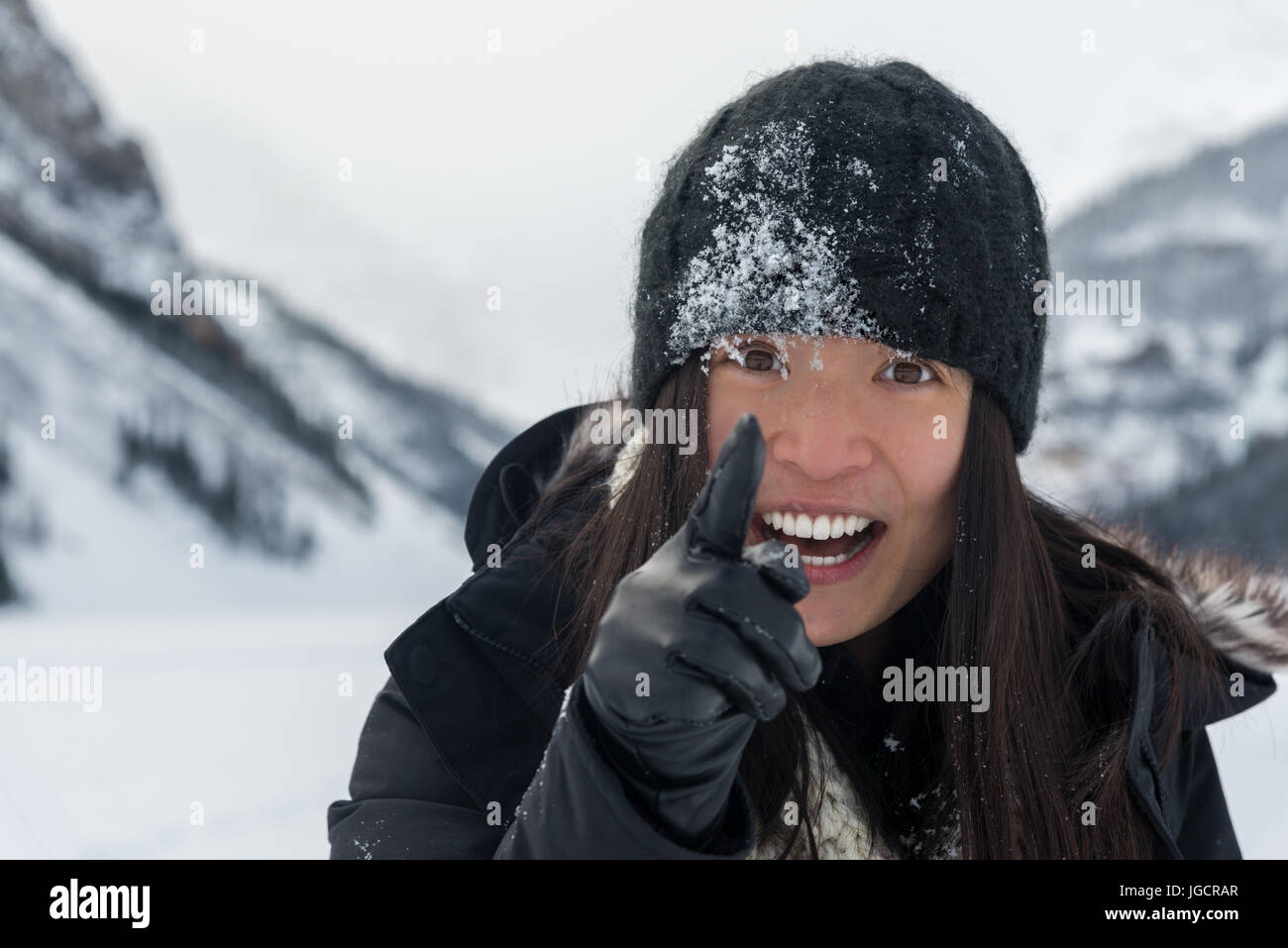 Woman Pointing Finger Laughing High Resolution Stock Photography and ...