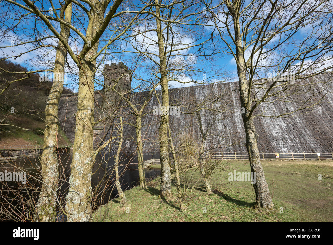 View of Derwent dam in spring, Peak District, Derbyshire, England Stock ...