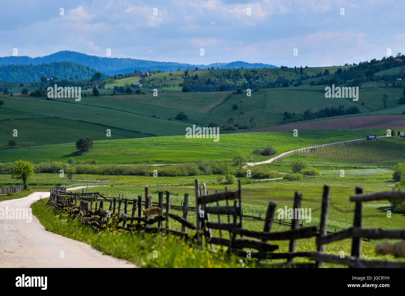 Rural landscape, Nisicka visoravan, Sarajevo, Bosnia and Herzegovina ...