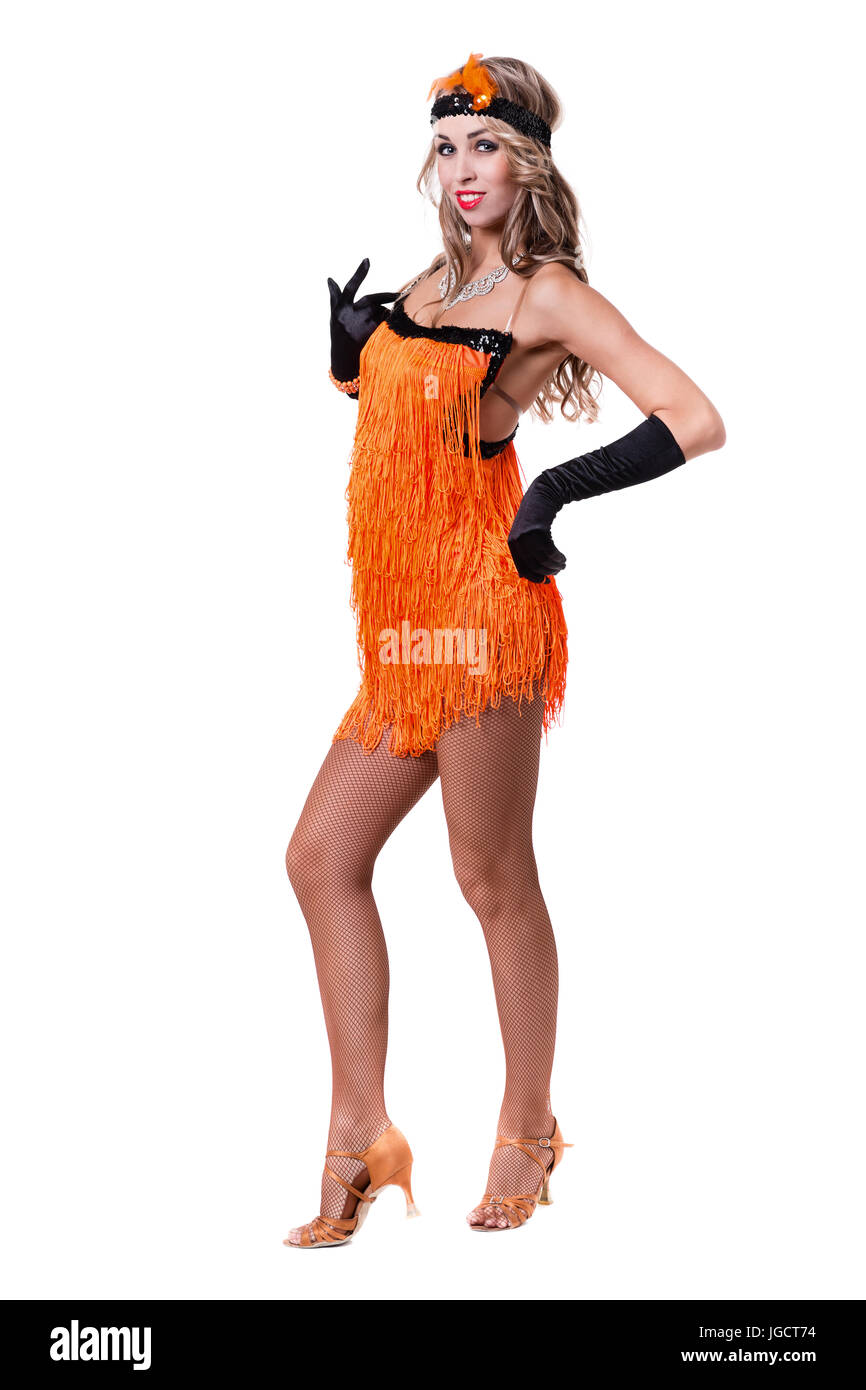 Disco dancer showing some movements against isolated white Stock Photo ...