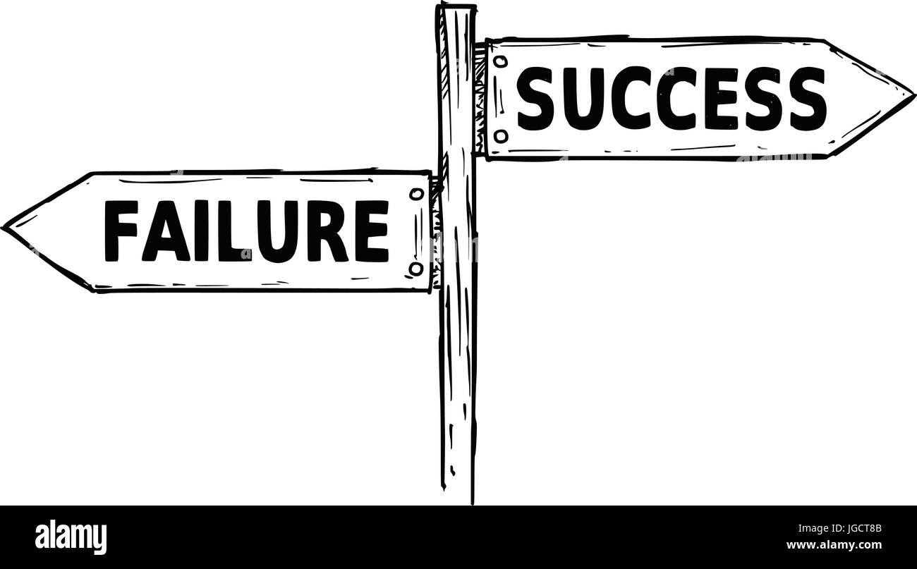 Vector cartoon doodle hand drawn crossroad wooden direction sign with ...