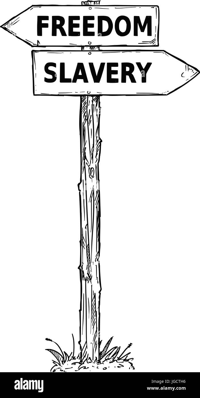 Vector cartoon doodle hand drawn crossroad wooden direction sign with ...