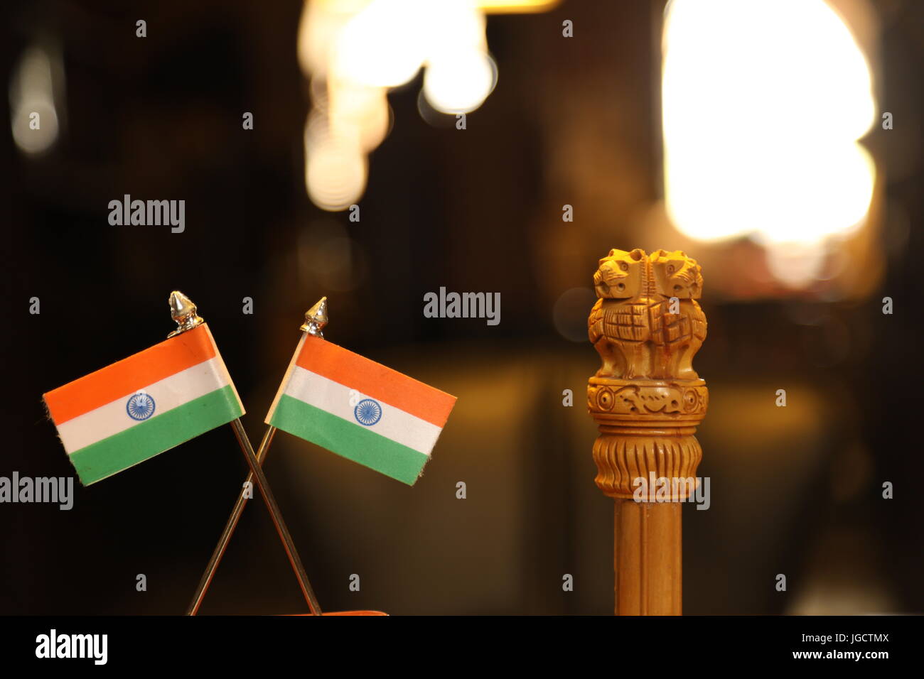 Indian Flag on a table Stock Photo - Alamy