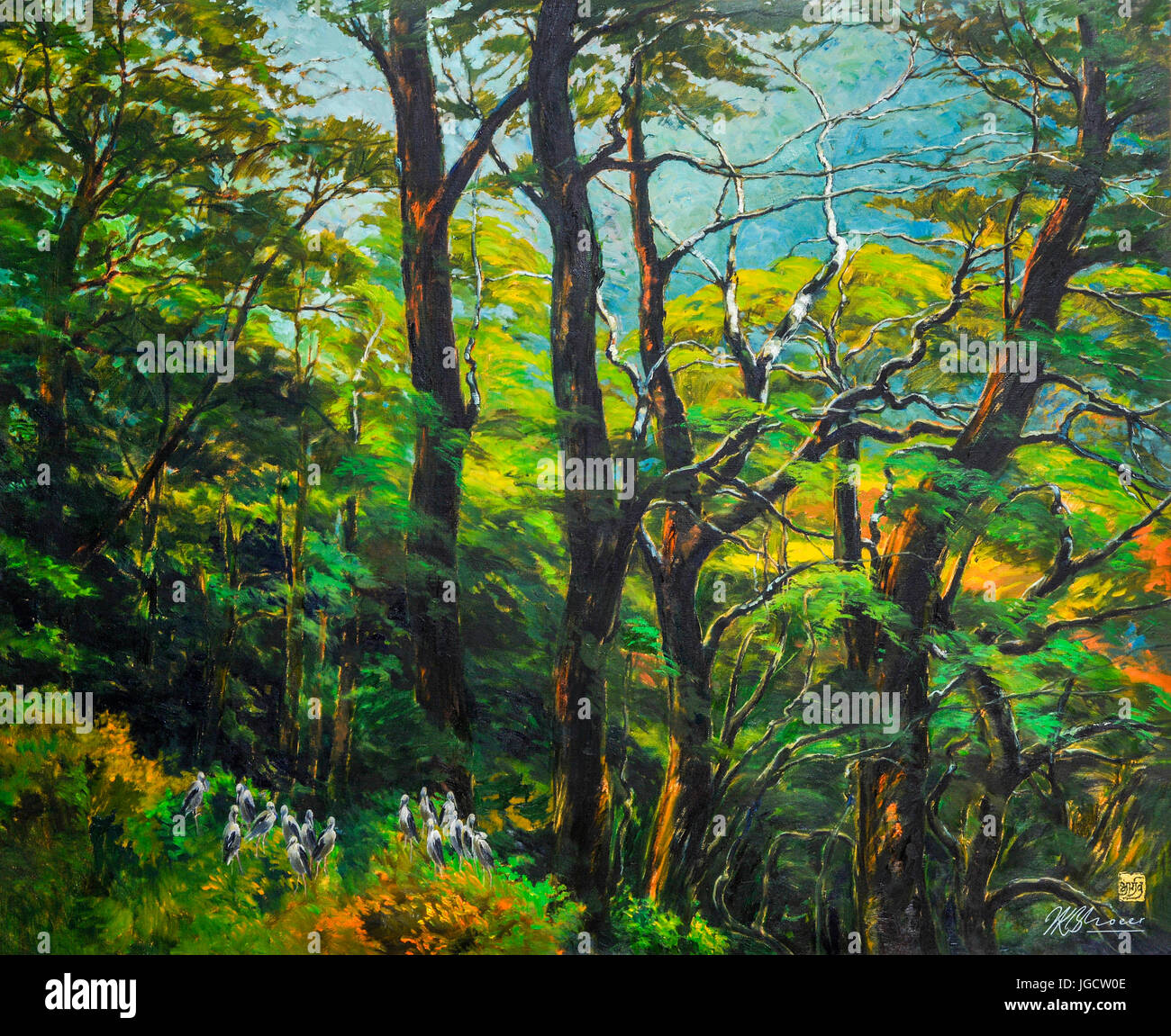 Painting of nature, india, asia Stock Photo - Alamy