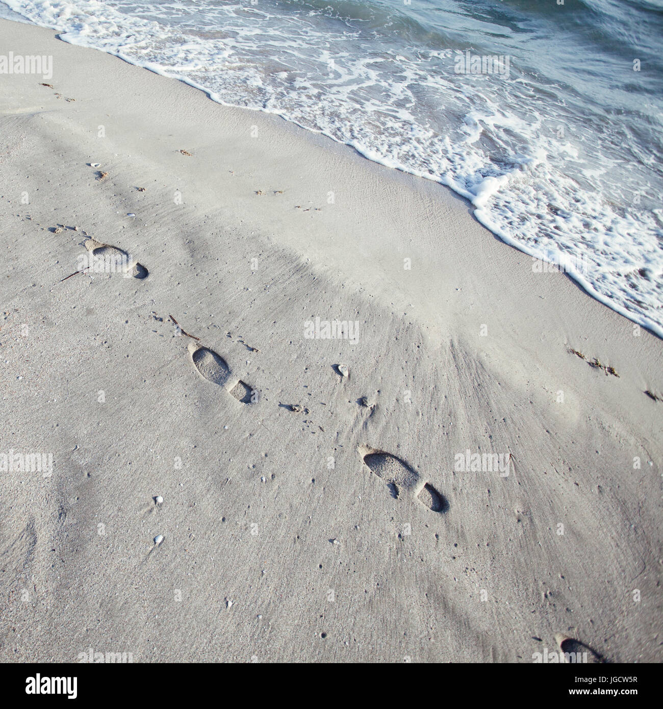 Footprints in the sand on the beach Stock Photo - Alamy