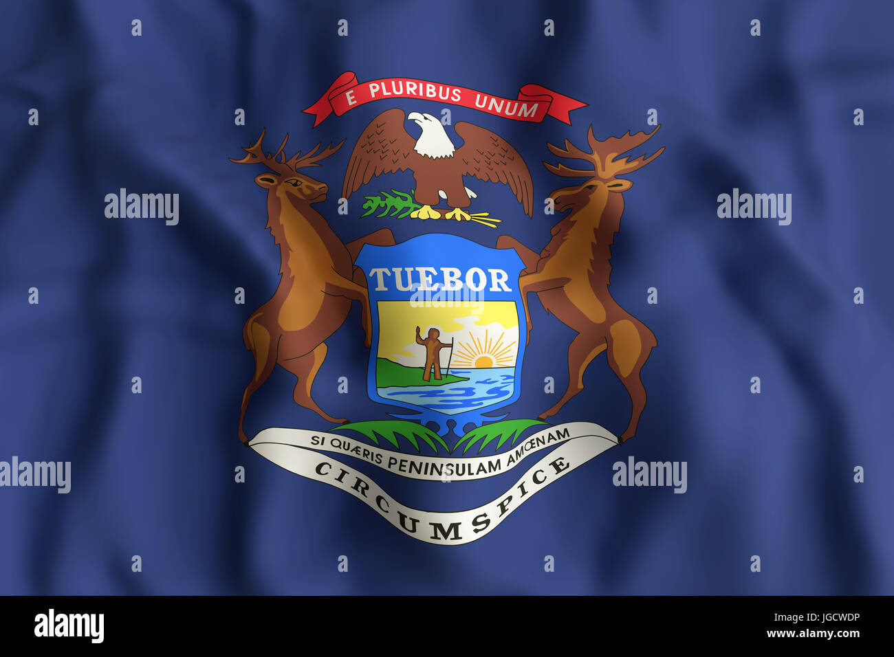 3d rendering of a Michigan State flag Stock Photo - Alamy
