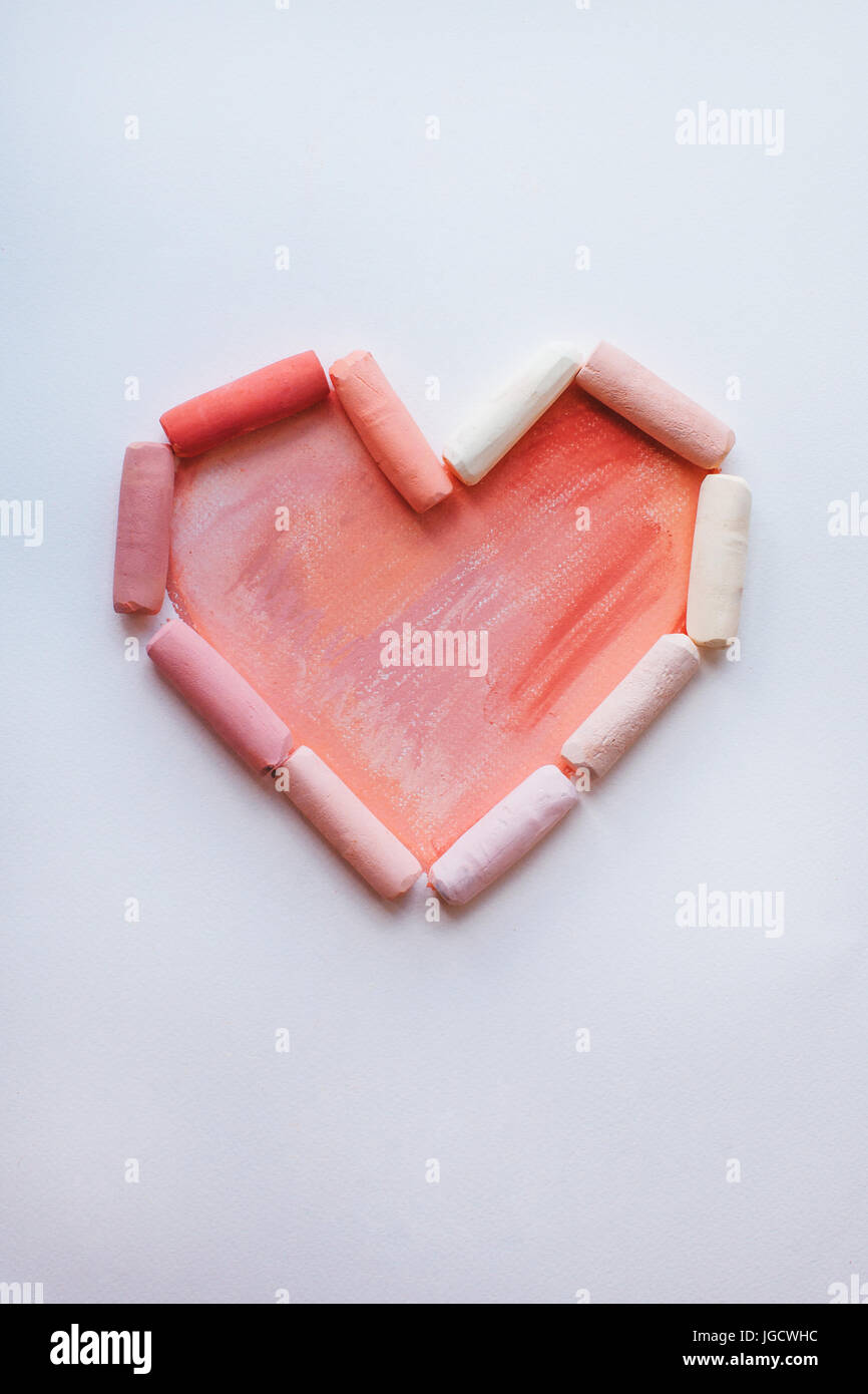 Heart shape made from pastel sticks Stock Photo - Alamy