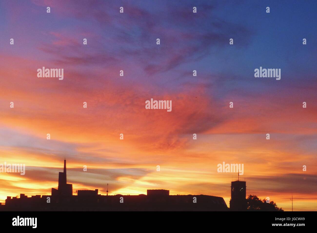 Colorful sky: blue yellow and pink, in Berlin, Germany Stock Photo - Alamy