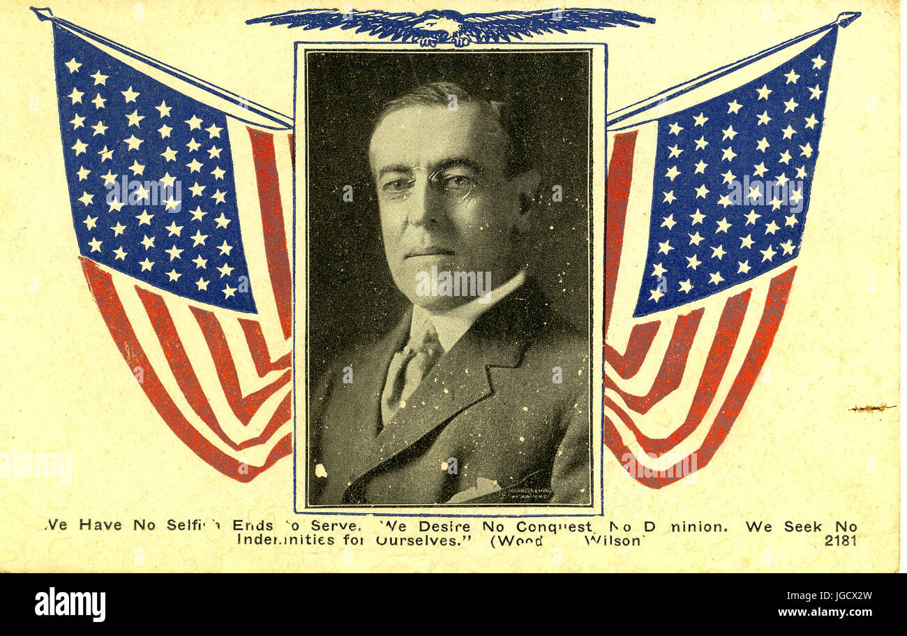 U.S.A in WWI - Woodrow Wilson and American Flags Stock Photo - Alamy