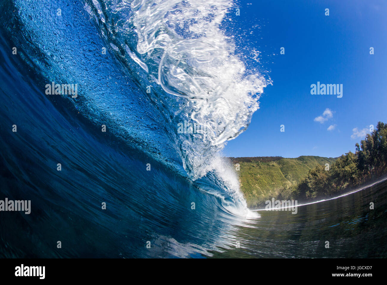 Wave lip breaking in ocean, Hawaii, America, USA Stock Photo - Alamy