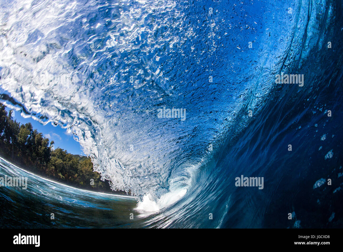 Wave lip breaking in ocean, Hawaii, America, USA Stock Photo - Alamy