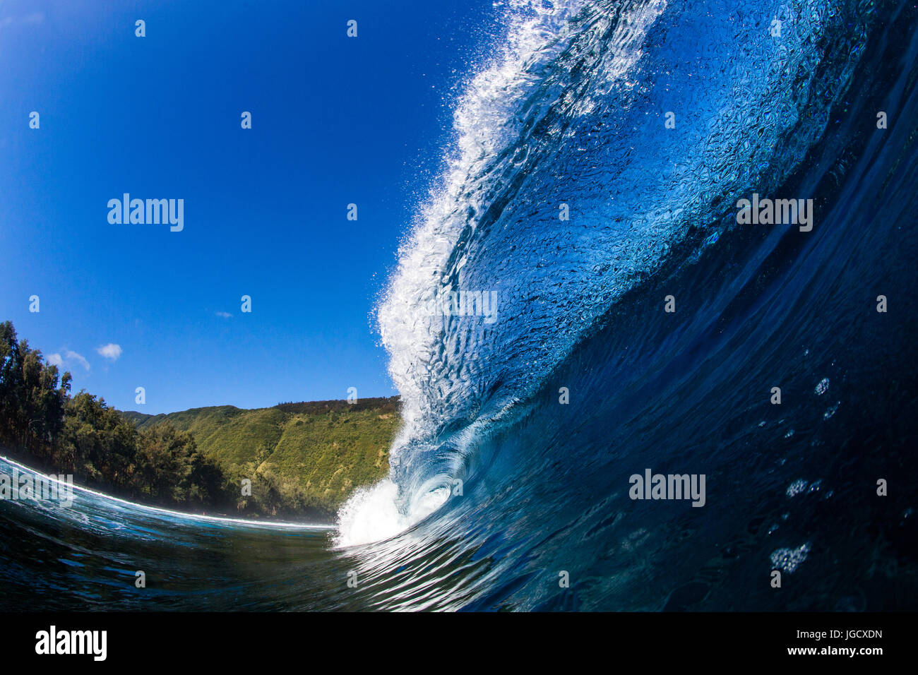 Wave lip breaking in ocean, Hawaii, America, USA Stock Photo - Alamy