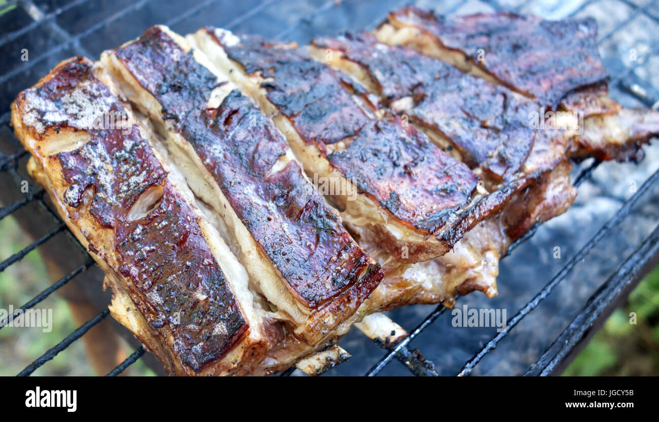 mutton ribs on grill Stock Photo - Alamy