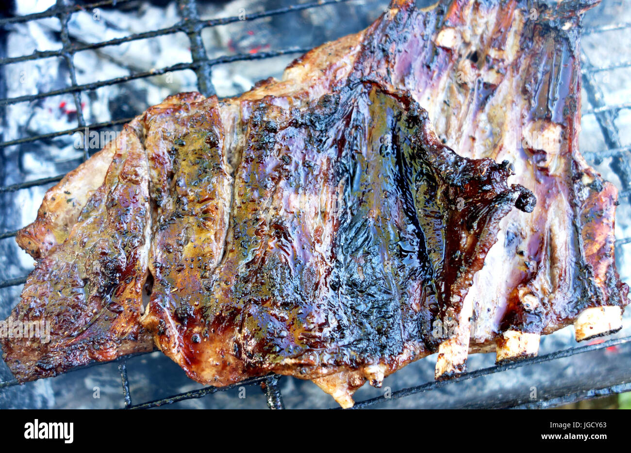 mutton ribs on grill Stock Photo - Alamy