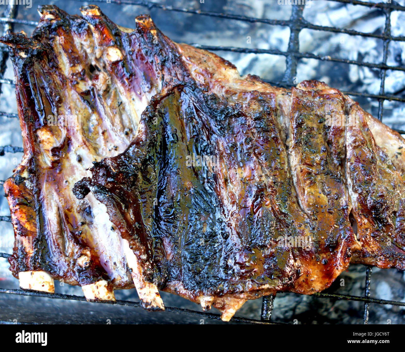 mutton ribs on grill Stock Photo - Alamy