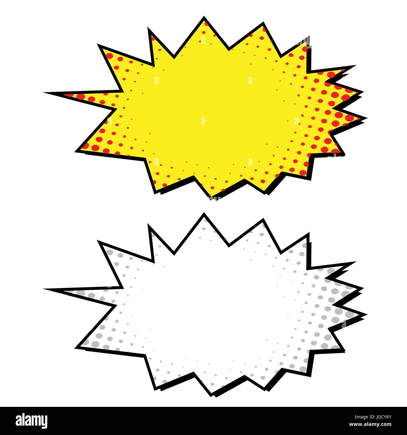 Blank template comic text speech bubble with halftone dot background ...