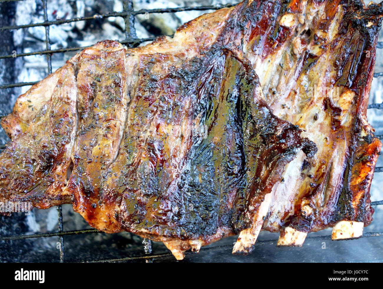 mutton ribs on grill Stock Photo - Alamy