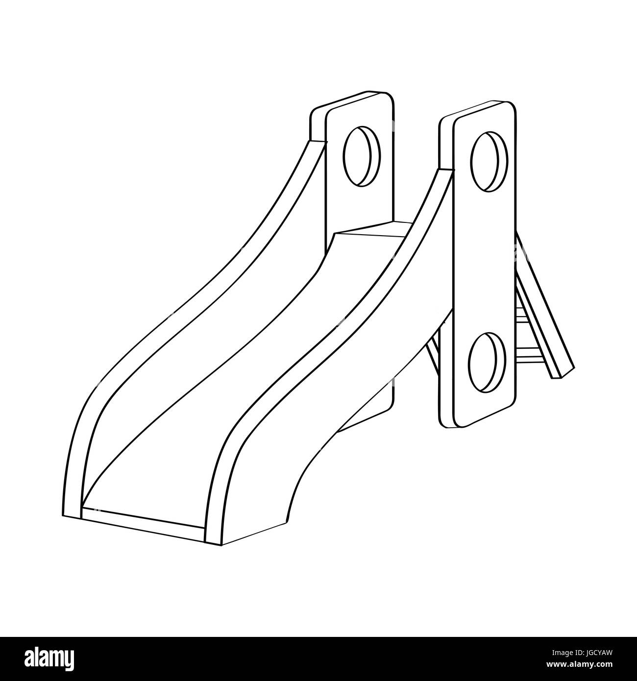 Hand drawn sketch of Playground Slide isolated, Black and White Cartoon ...