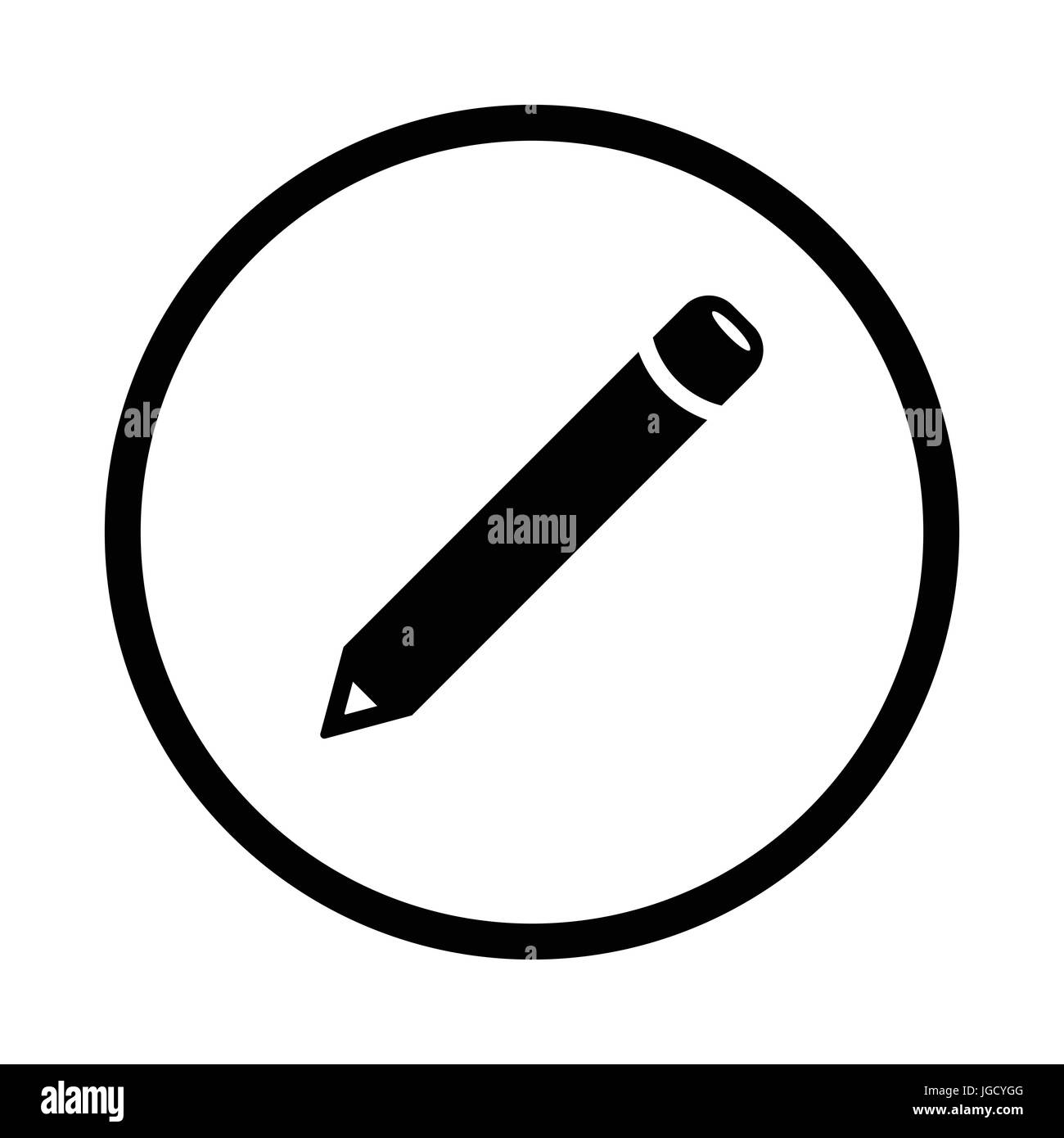 Pencil icon, iconic symbol inside a circle, on white background. Vector ...