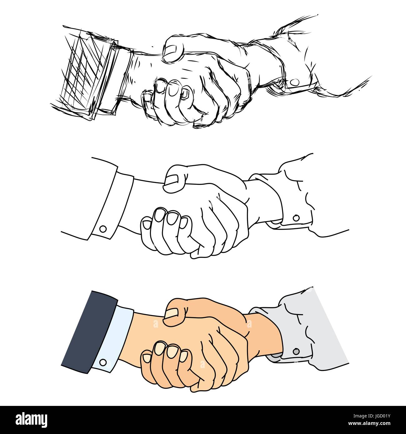 Shaking hands flat design concept. Handshake, business agreement, partnership concepts. Two ...