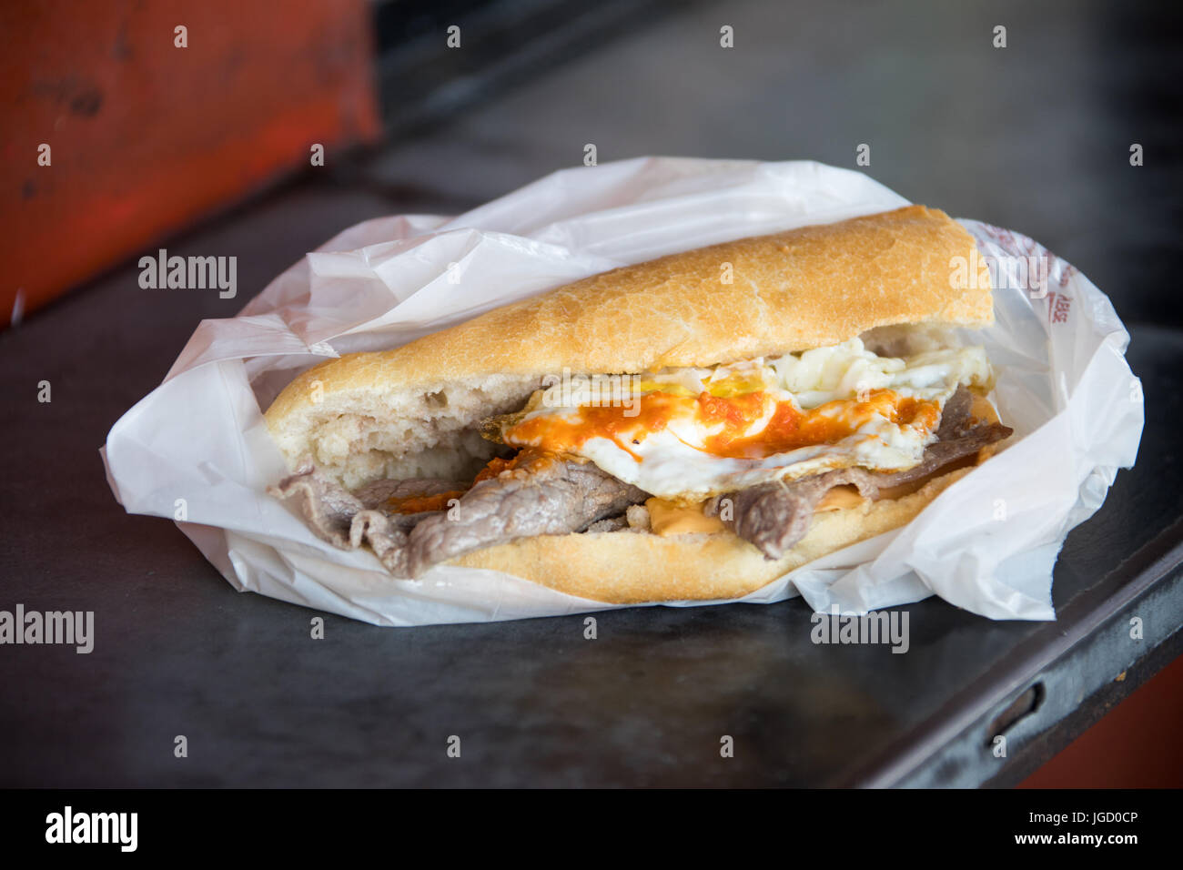 Prego Completo, beef steak and egg sandwich from a food truck in Maputo ...
