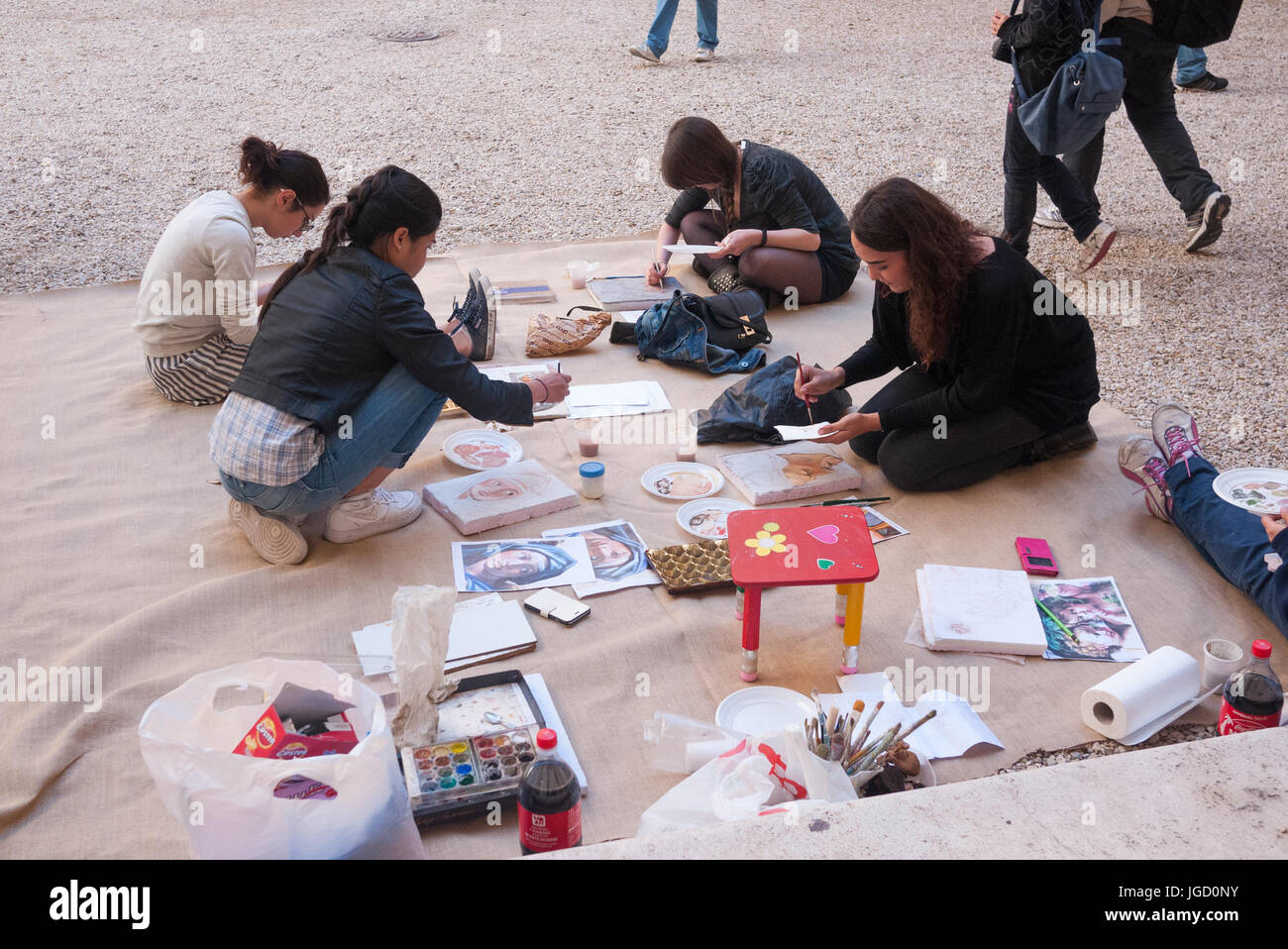 Art students painting Stock Photo - Alamy