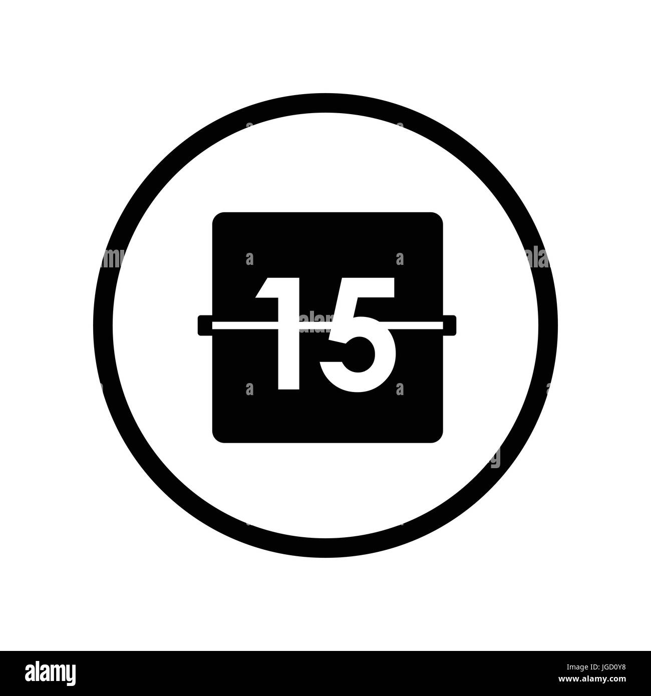 Calendar icon, iconic symbol inside a circle, on white background ...