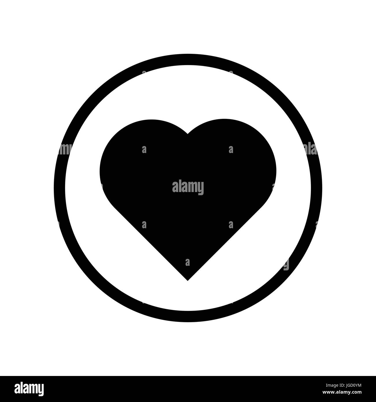 Heart icon, iconic symbol inside a circle, on white background. Vector ...