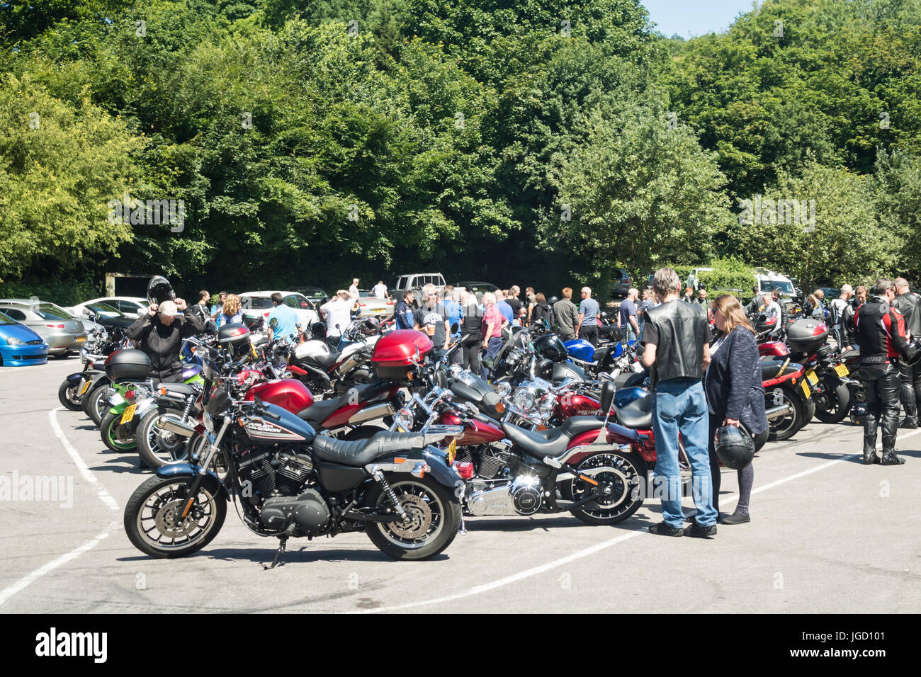 Dorking, UK-July 02, 2017:Motorcycle Enthusiasts meeting at Cafe near ...