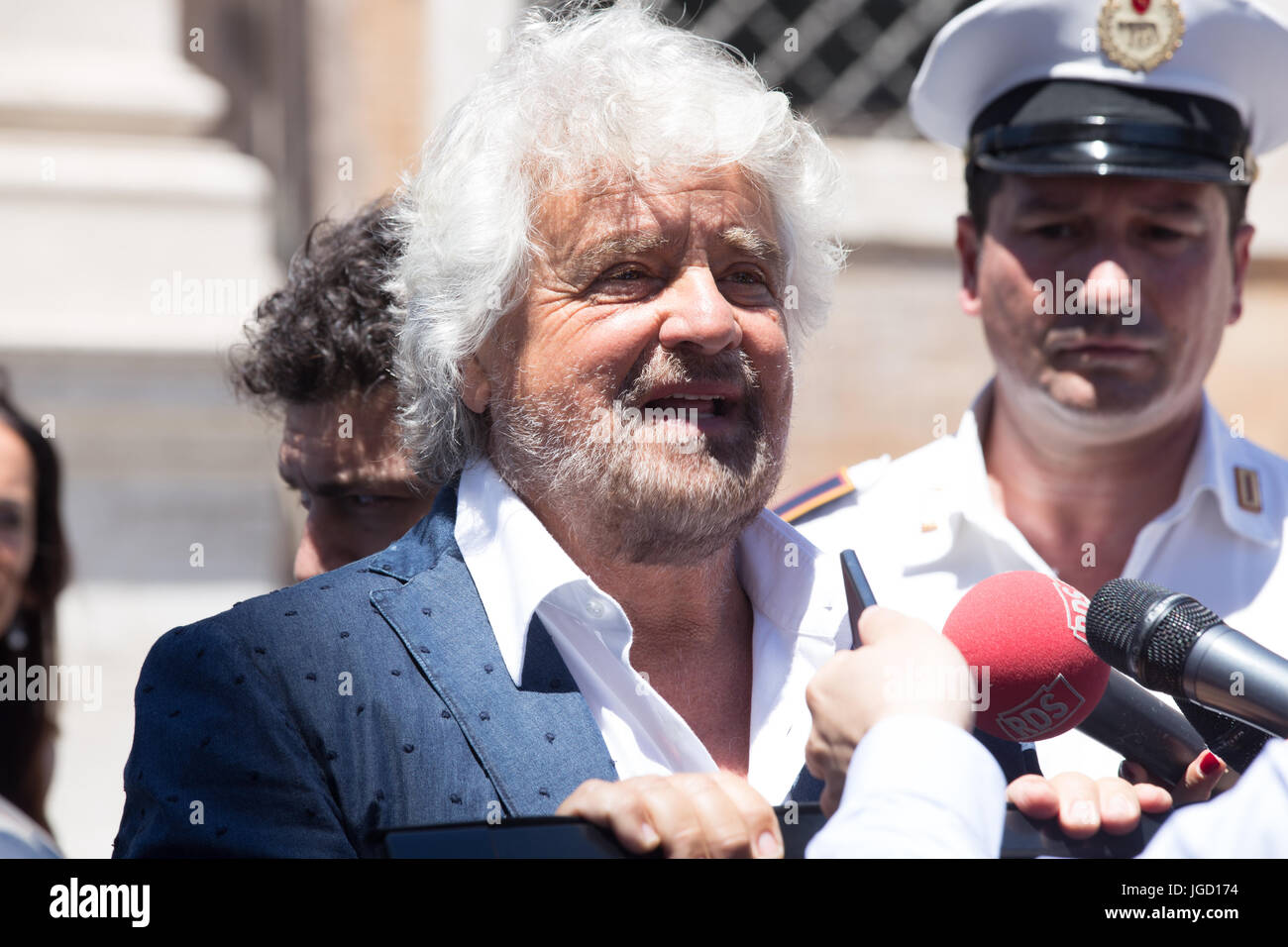 Italian politician Beppe Grillo, leader of the Cinquestelle Movement ...
