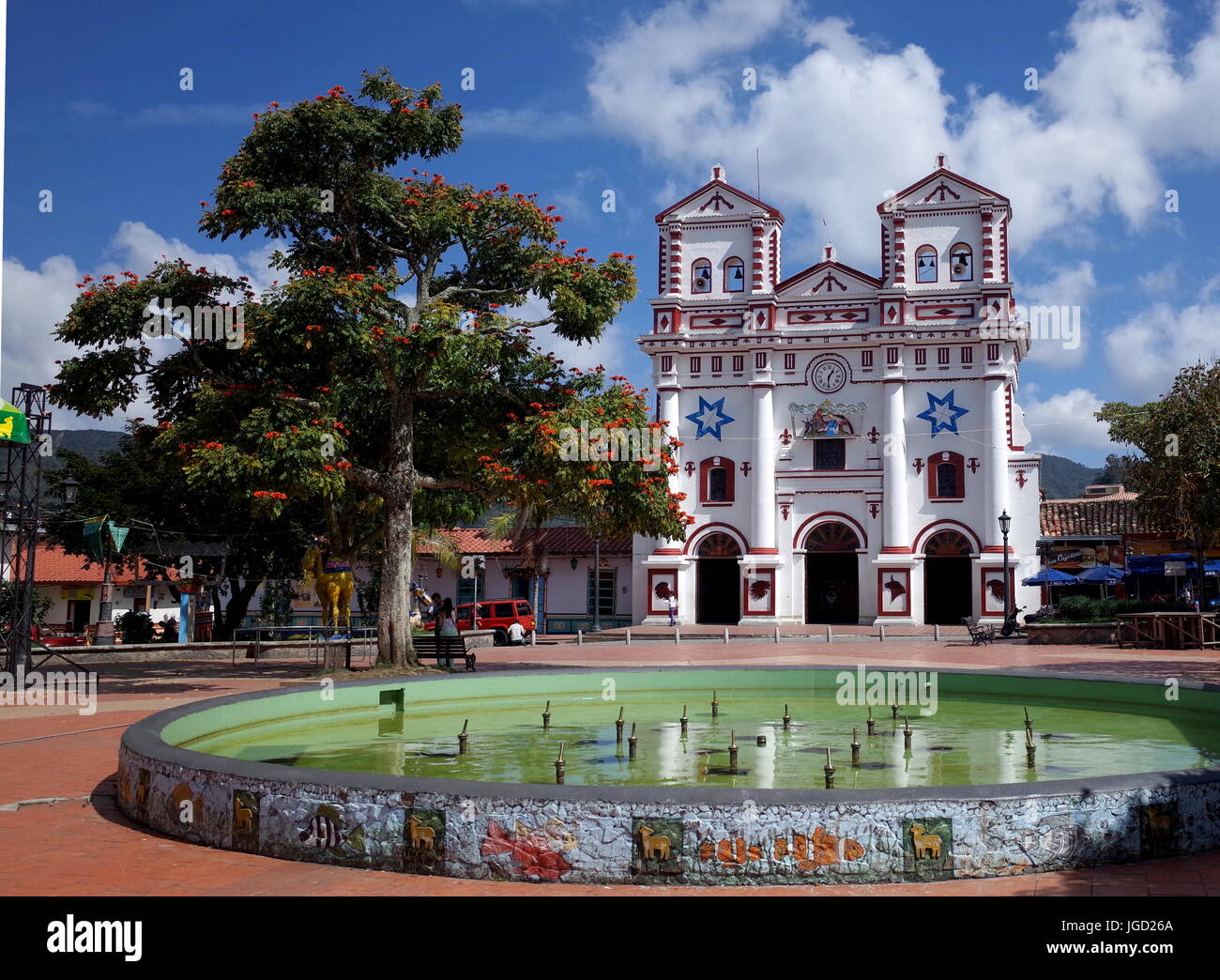 22ND DECEMBER 2014, GUATAPE, COLOMBIA - The main plaza of Guatape ...