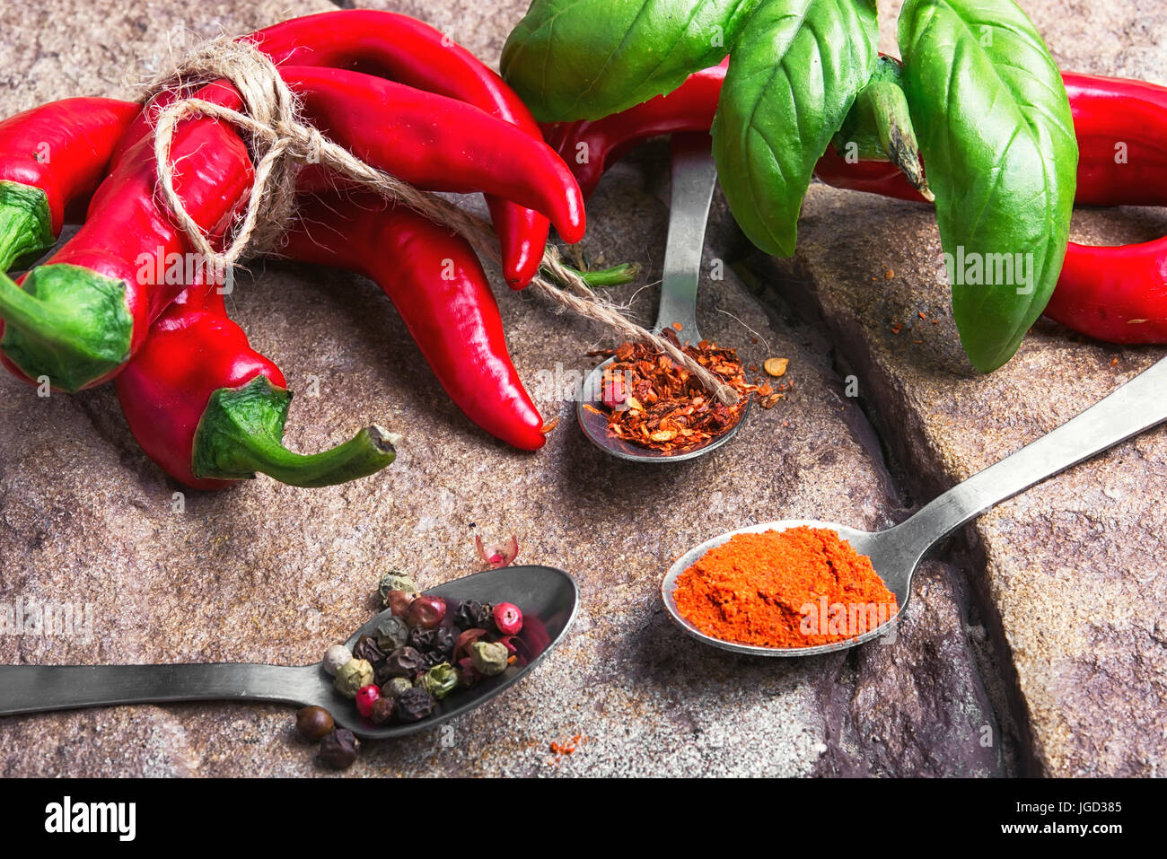 Chili, red pepper Mexican spice on a stone background Stock Photo - Alamy