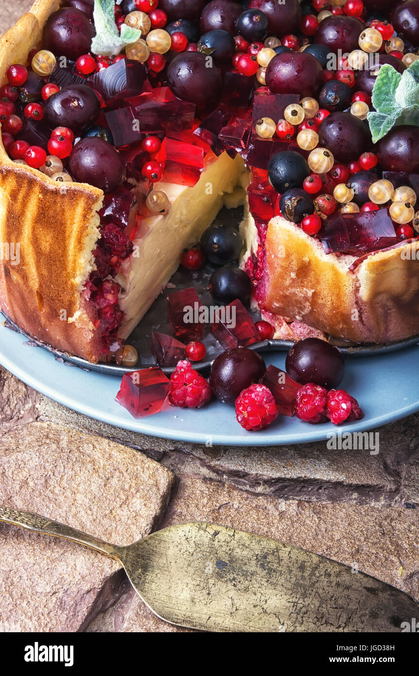 Rustic berry summer pie. Pie with cherry, currant, raspberry filling ...