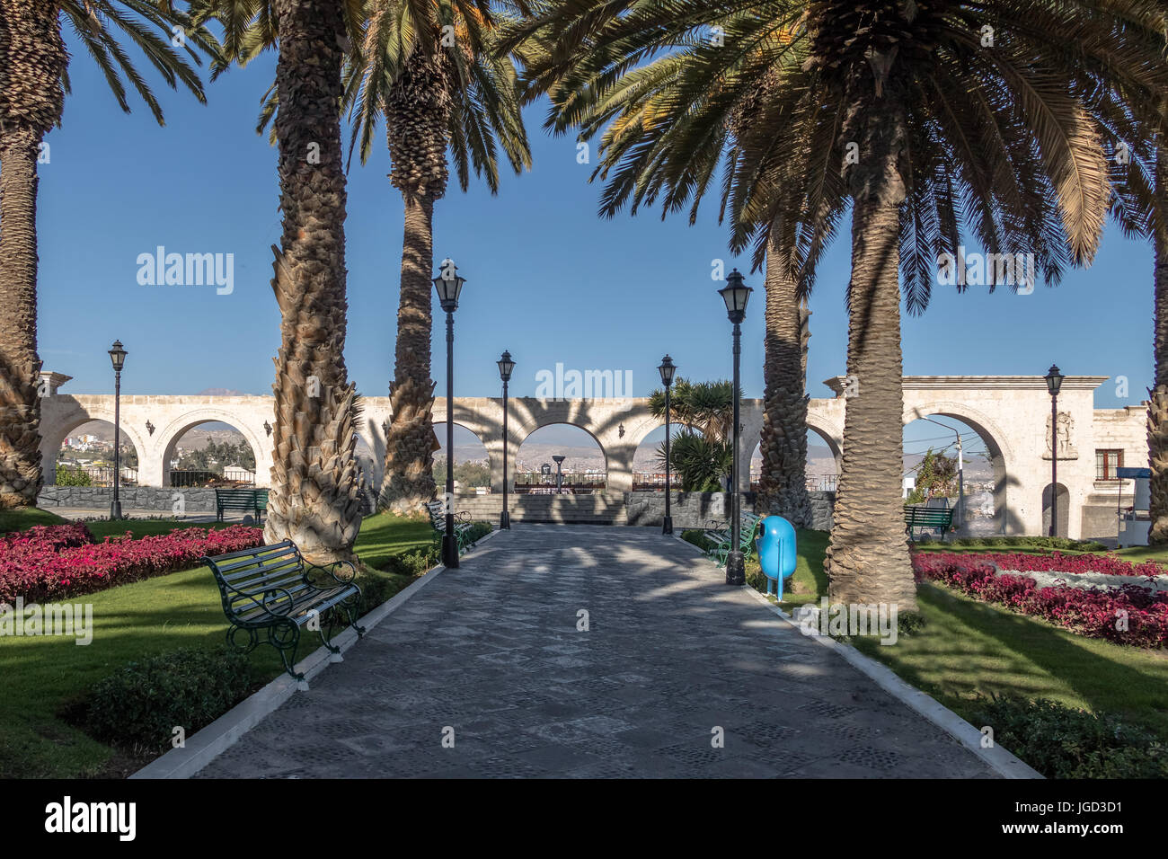 Yanahuara Plaza with the Arches on backgound - Arequipa, Peru Stock ...