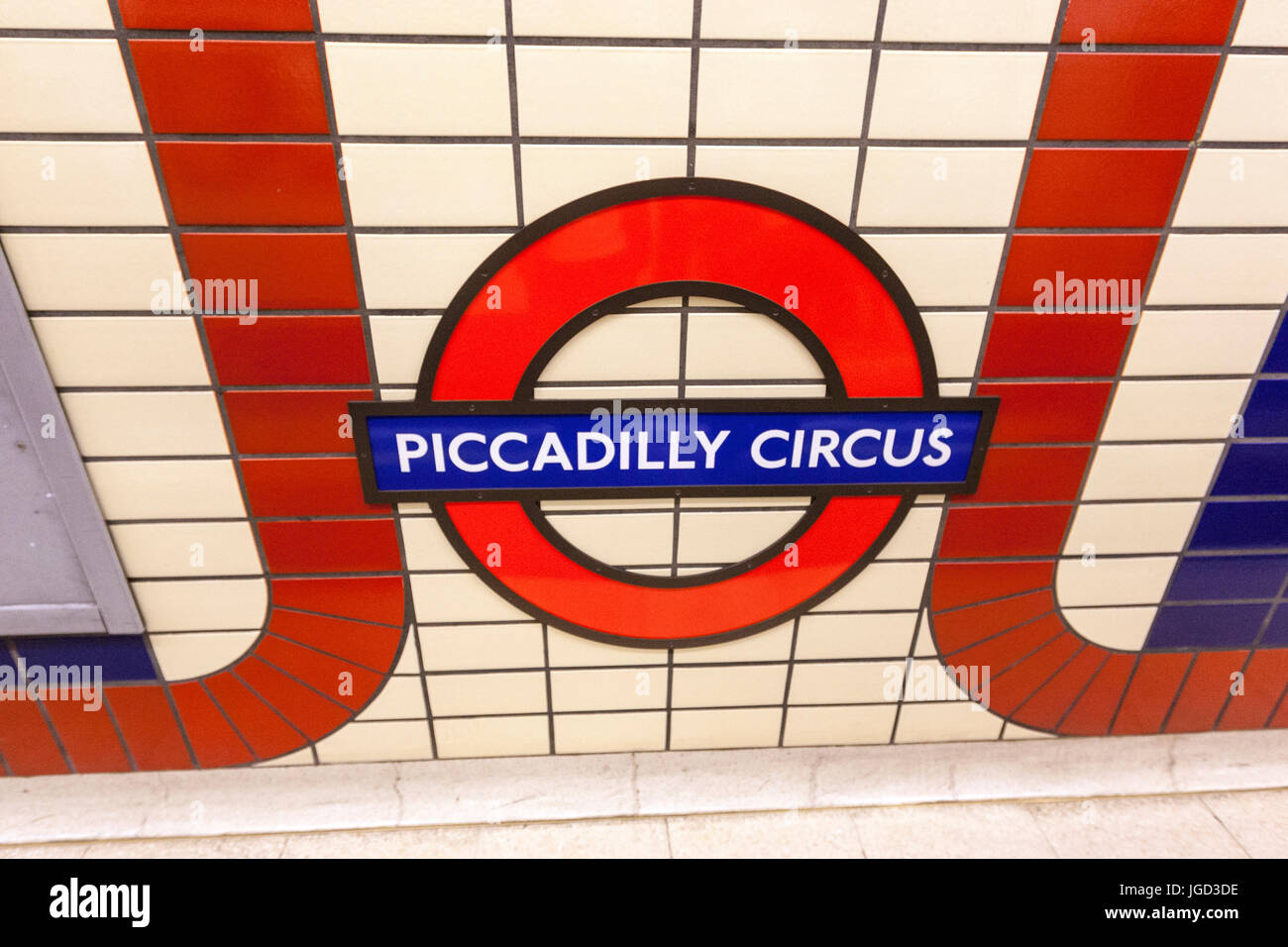 Piccadilly Circus sign in tiles, Underground, Piccadilly Circus, London ...