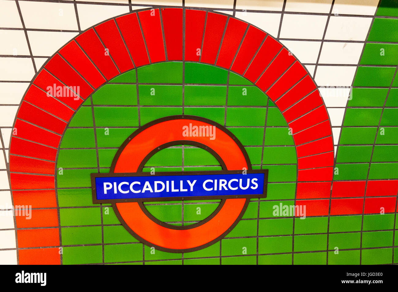 Piccadilly Circus sign in tiles, Underground, Piccadilly Circus, London ...