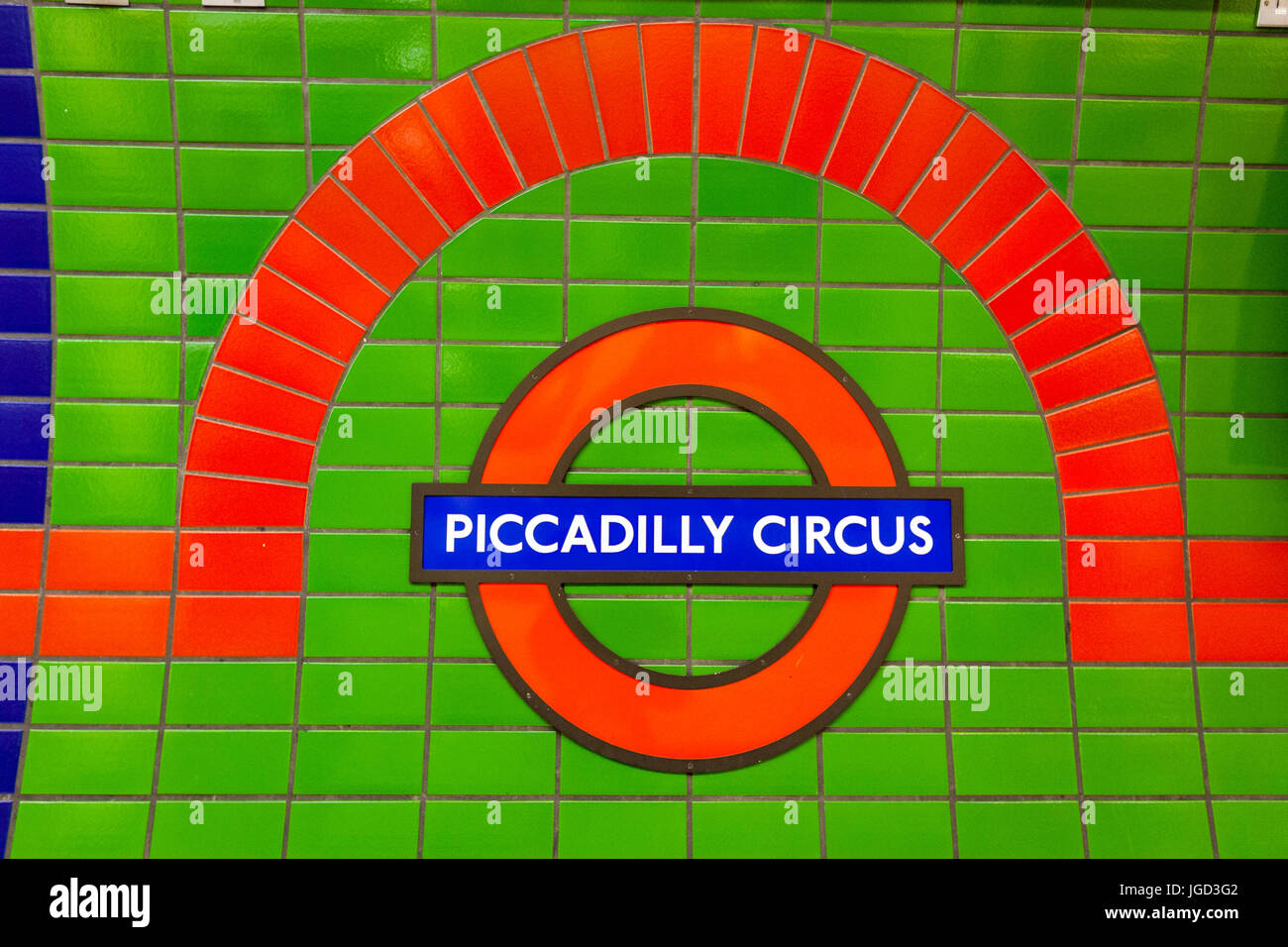 Piccadilly Circus sign in tiles, Underground, Piccadilly Circus, London ...
