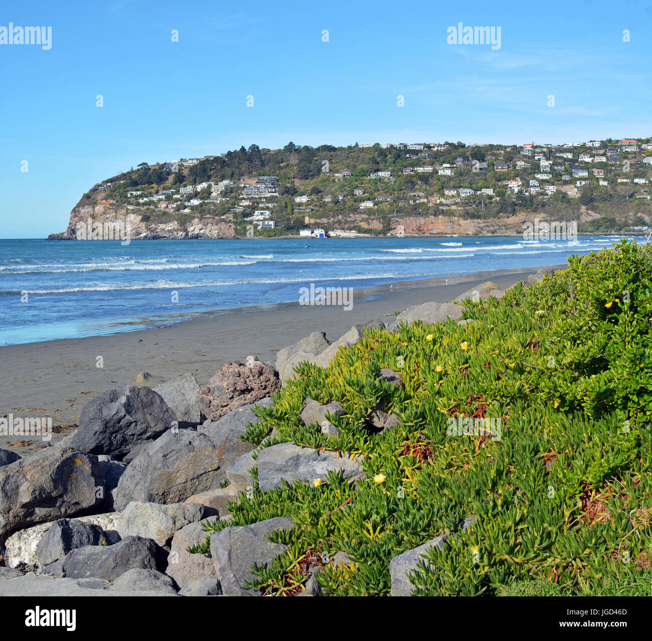 Autumn on Sumner Beach with Scarborough Hill in the background ...
