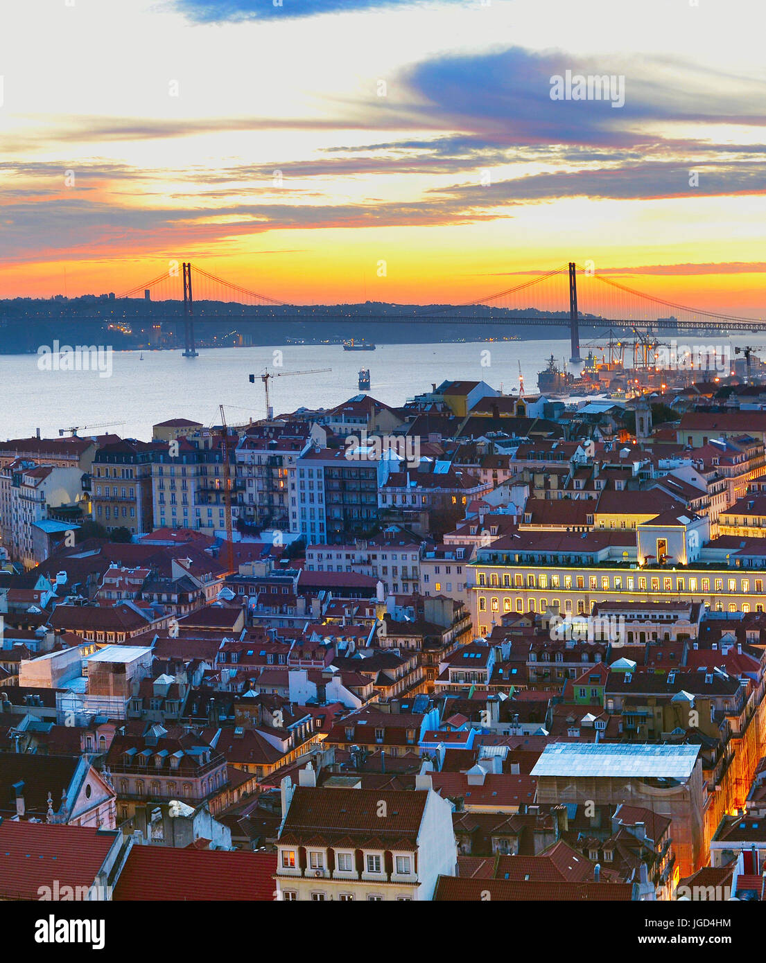 Lisbon Od Town view in the beautiful twilight. Portugal Stock Photo - Alamy