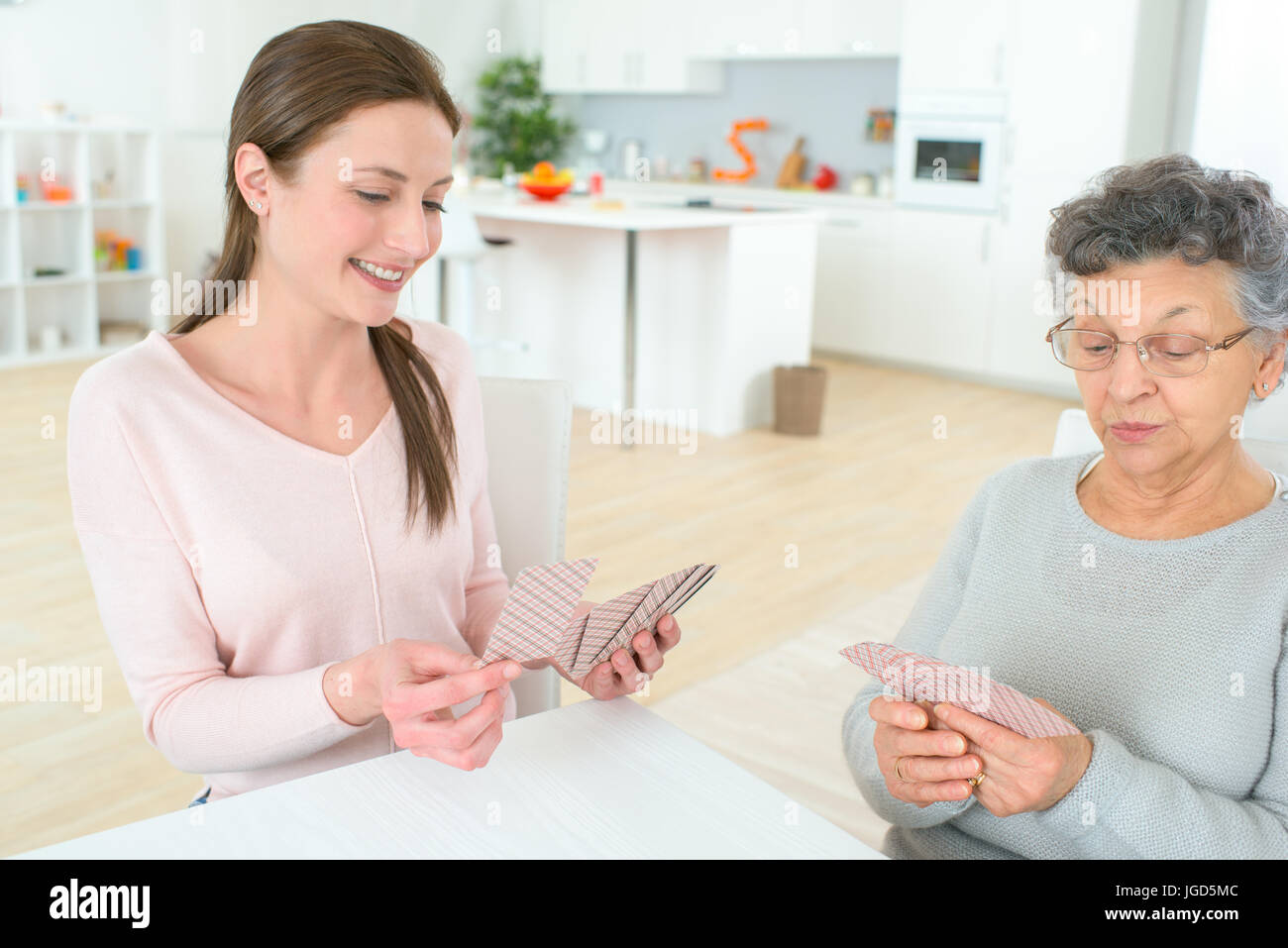 playing cards with grandma Stock Photo - Alamy